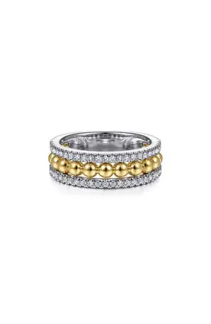 GABRIEL & CO. Two-tone 14k Gold & Diamond Band Ring