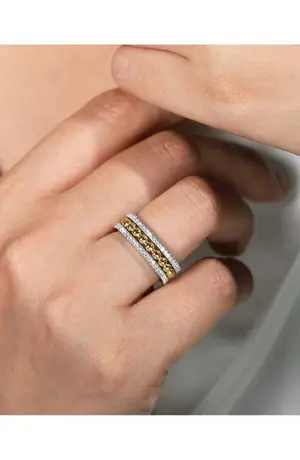 GABRIEL & CO. Two-tone 14k Gold & Diamond Band Ring
