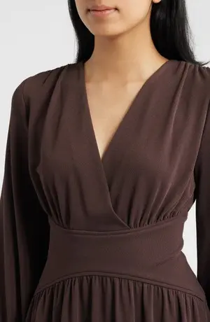 Anne Klein Blouson Sleeve Midi Dress - Molasses