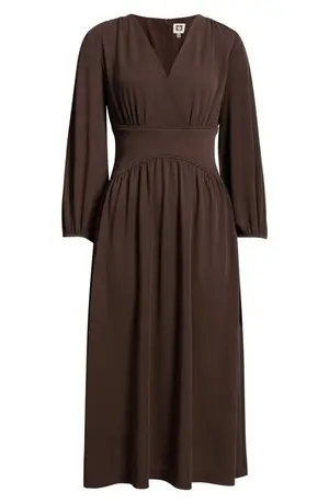 Anne Klein Blouson Sleeve Midi Dress - Molasses