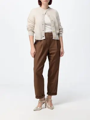 Brunello Cucinelli Cropped Wide-leg Cotton Trousers - Brown