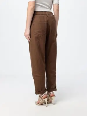 Brunello Cucinelli Cropped Wide-leg Cotton Trousers - Brown