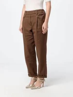 Brunello Cucinelli Cropped Wide-leg Cotton Trousers - Brown