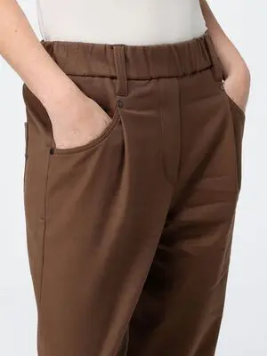 Brunello Cucinelli Cropped Wide-leg Cotton Trousers - Brown