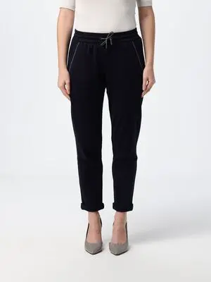 Brunello Cucinelli Straight-leg Cotton Jogging Trousers With Monili Embellishment - Blue