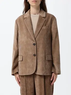 Brunello Cucinelli Single-breasted Viscose-blend Blazer With Lapel Collar - Brown