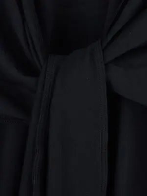 TOTEME Sleeveless Jersey Sheath Midi Dress With Waist Knot And Lace - Black