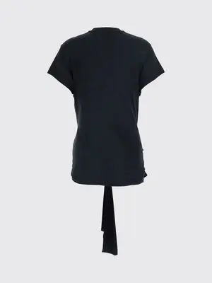 TOTEME Cotton Long Crewneck T-shirt With Tie-waist Sash - Black