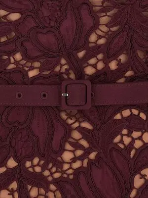 SELF-PORTRAIT A-line Lace Mini Dress With Belt