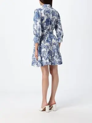 MC2 SAINT BARTH Printed Shirt Dress With Belt - Blue