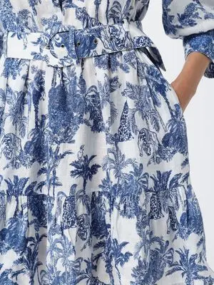 MC2 SAINT BARTH Printed Shirt Dress With Belt - Blue