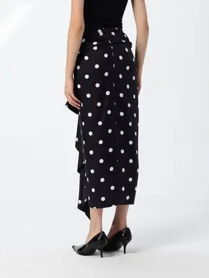 Sportmax Polka-dot Silk Midi Wrap Skirt - Black
