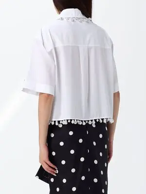 Sportmax Cotton Shirt With Pearl Embellishments - Black