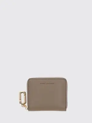 Marc Jacobs Scene Small Leather Wallet With Zip Closure And Card Slots - Grey