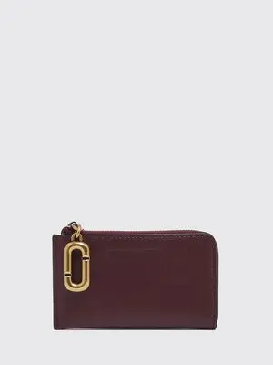 Marc Jacobs Leather Card Holder With A Zip Closure And Four Card Slots - Dark