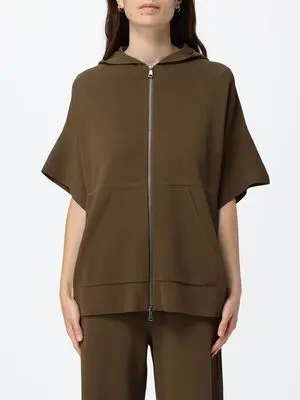 Max Mara Viscose Hooded Cape With Zip Closure - Green