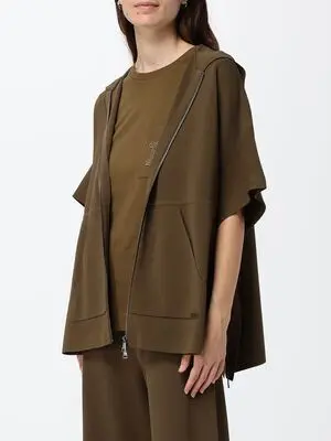 Max Mara Hooded Viscose Cape With Zip Closure - Green