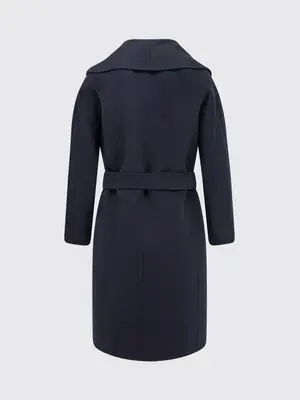 Max Mara Belted Virgin Wool Robe Coat With Shawl Collar - Blue