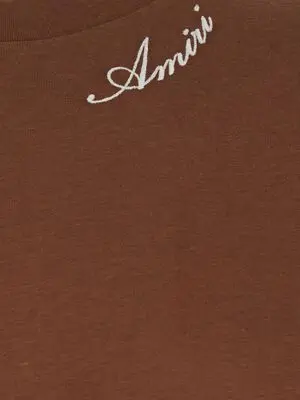 Amiri Drop Shoulder Crewneck T-shirt In Cotton And Modal Blend - Brown