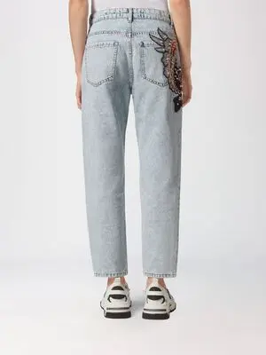 Philipp Plein High-waisted Straight Leg Jeans With Embroidery And Rhinestones - Blue