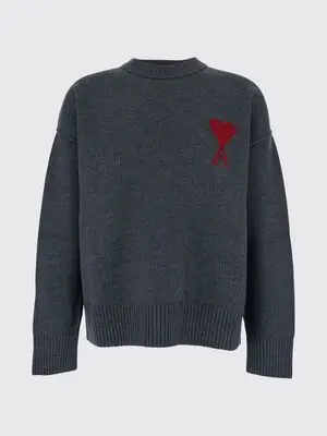AMI Paris Crew-neck Wool Jumper With Contrast Logo