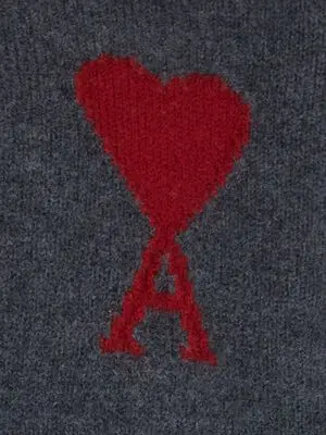 AMI Paris Crew-neck Wool Jumper With Contrast Logo