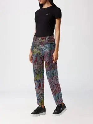 Philipp Plein High-waisted Straight Jeans In Denim With Embroidery And Rhinestones