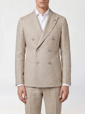 Tagliatore Double-breasted Blazer In Linen And Cotton With Peak Lapels