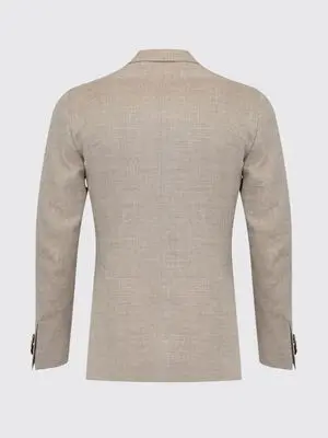 Tagliatore Double-breasted Blazer In Linen And Cotton With Peak Lapels