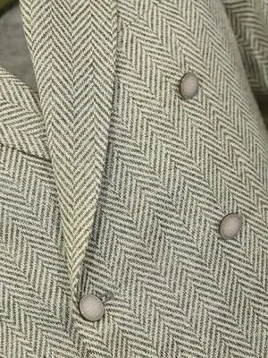 Tagliatore Chevron Pattern Double-breasted Blazer In Linen And Cotton