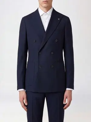 Tagliatore Double-breasted Blazer In Stretch Virgin Wool With Peak Lapels - Blue