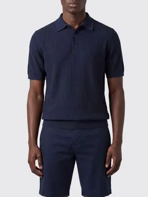 KANGRA Short-sleeved Cotton Knit Polo Shirt With A Three-button Placket Blue
