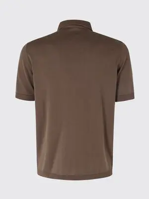 KANGRA Short-sleeved Stretch Cotton Polo Shirt With Classic Collar - Coffee