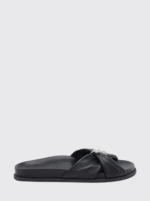 JIMMY CHOO Rafi Embellished Smooth Calfskin Slide Sandals - Black