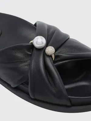 JIMMY CHOO Rafi Embellished Smooth Calfskin Slide Sandals - Black