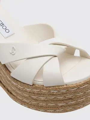 JIMMY CHOO Korra High Wedge Sandals In Nappa With Ankle Strap