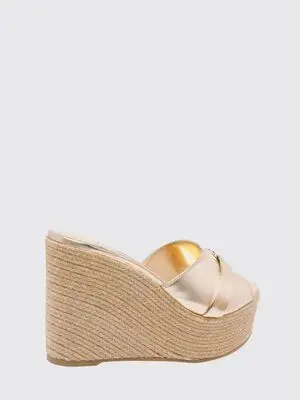 JIMMY CHOO Leda High Wedge Sandals In Laminated Calfskin Leather