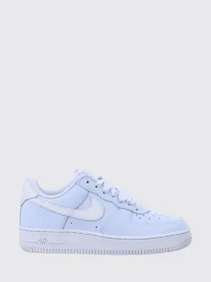 Nike Force 1 Smooth Leather Trainers With Perforated Toe And Swoosh Logo - Sky