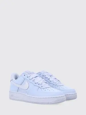 Nike Force 1 Smooth Leather Trainers With Perforated Toe And Swoosh Logo - Sky