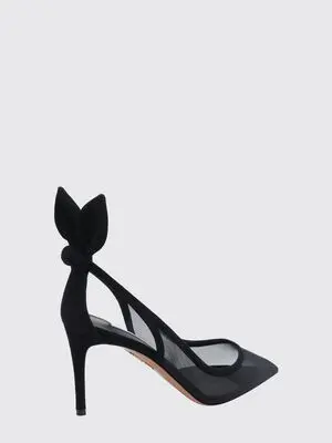 AQUAZZURA Bow Tie Mesh And Suede Court Shoes With Cut-out Knot And High Heel