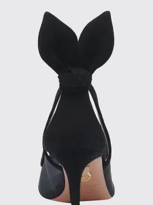 AQUAZZURA Bow Tie Mesh And Suede Court Shoes With Cut-out Knot And High Heel