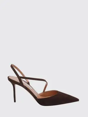 AQUAZZURA Dynasty Suede Calfskin Slingbacks With Stiletto Heel - Brown