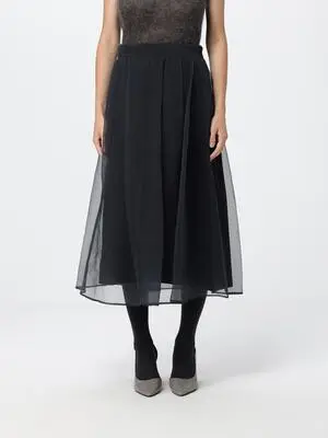 Brunello Cucinelli High-waisted Silk Full Midi Skirt - Grey