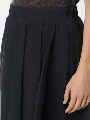 Brunello Cucinelli High-waisted Silk Full Midi Skirt - Grey