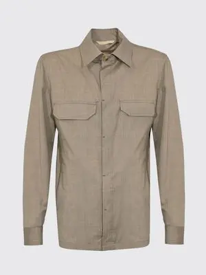 BRIGLIA 1949 Shirt Jacket In A Cotton Blend With Flap Pockets And Hidden Buttons - Sand