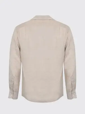 LARDINI Long-sleeved Shirt In Pure Linen With A Cuban Collar And Patch Pocket