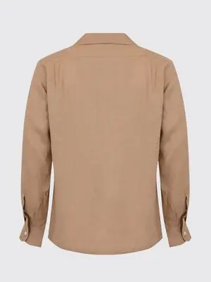 LARDINI Long-sleeved Shirt In Pure Linen With A Cuban Collar And Patch Pocket