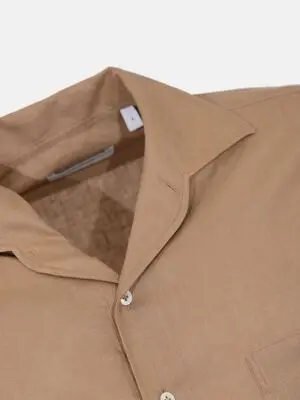 LARDINI Long-sleeved Shirt In Pure Linen With A Cuban Collar And Patch Pocket