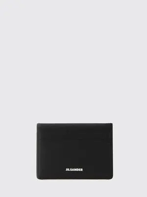 JIL SANDER Grained Calfskin Card Holder With Laminated Logo And Four Slots - Black