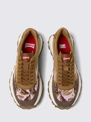 Camper Twins Graphic Print Leather And Recycled Pet Sneakers With Vibram Sole